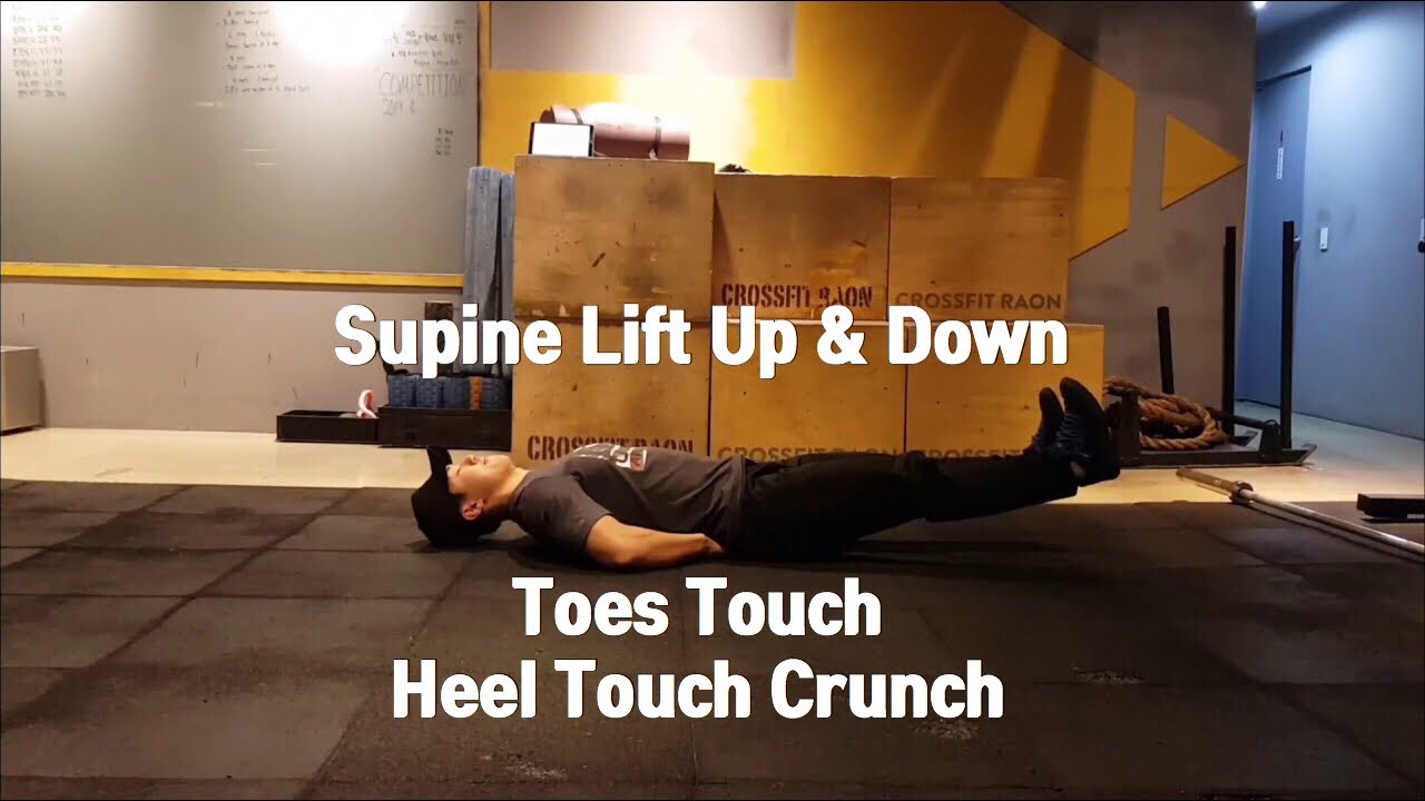 Supine Lift Up & Down / Toes Touch & Heel Touch Crunch - YouTube