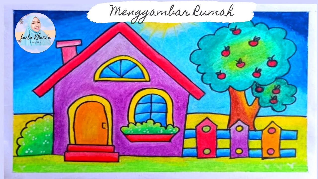 Menggambar Rumah dan Mewarnai untuk Anak | Gradasi mudah dengan Crayon ...