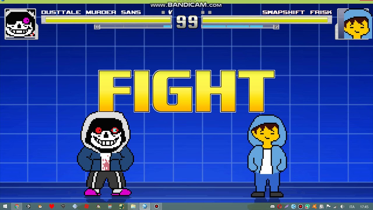 mugen dusttale sans vs swapshift frisk - YouTube