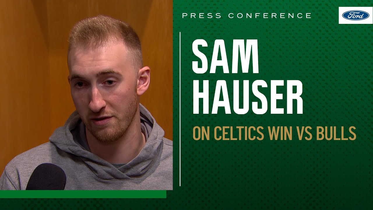 POST GAME PRESS CONFERENCE: Sam Hauser talks 3-PT shooting streak after win vs. Bulls - YouTube