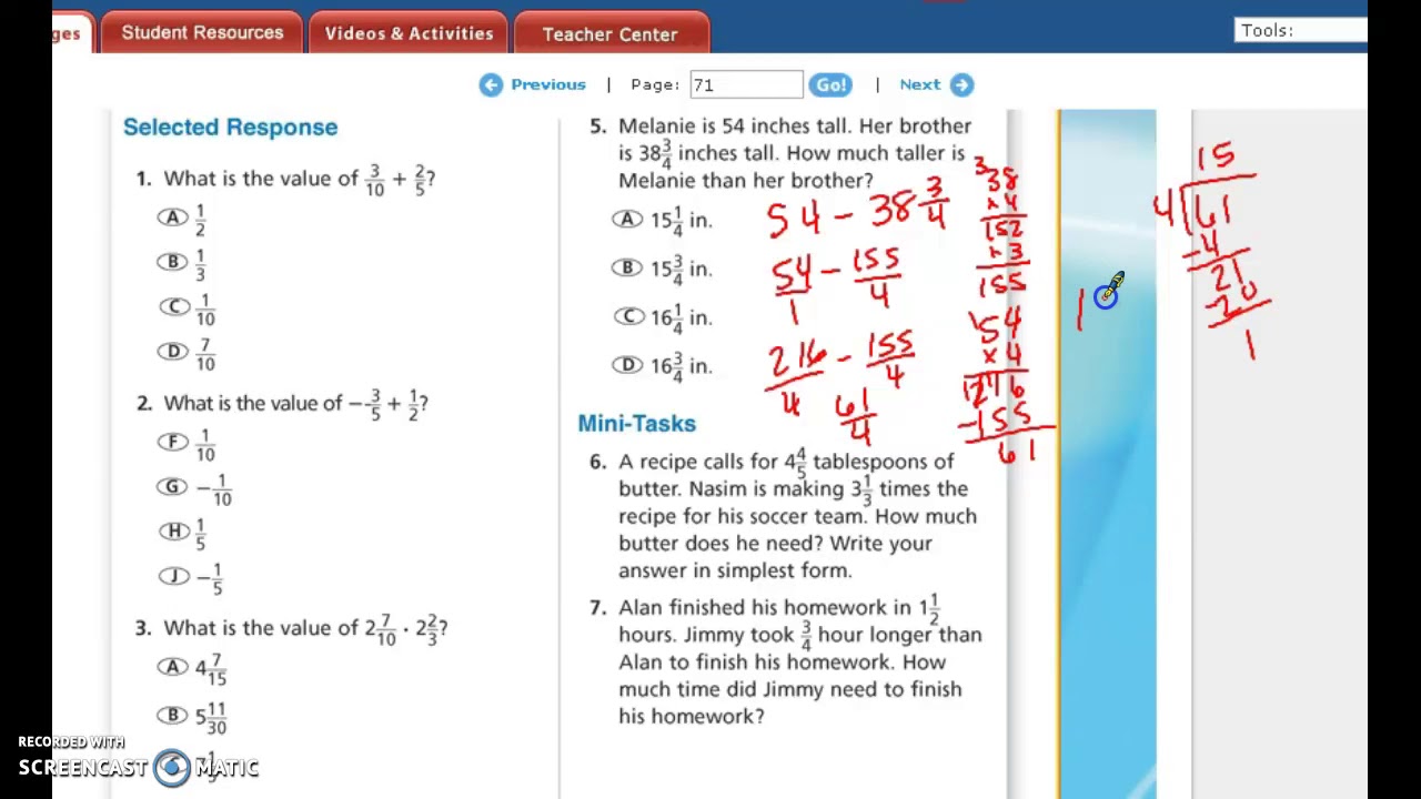 Page 71 Fractions Review without calculator - YouTube