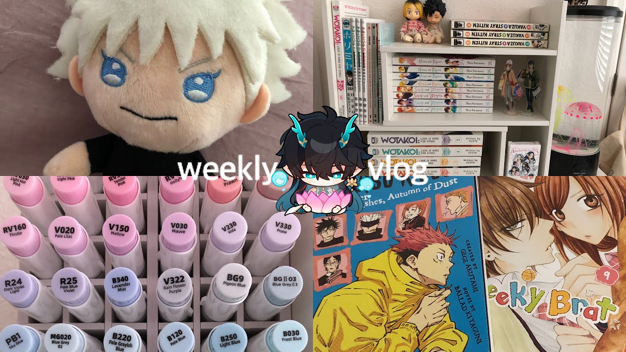 weekly vlog | desktop bookshelf, gojo plush, making cinnamon banana ...