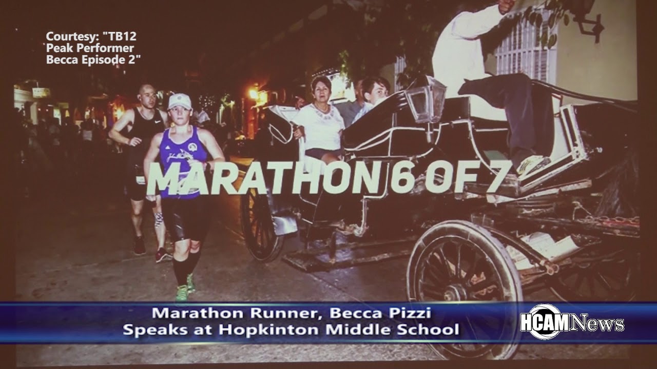 Marathon Runner Becca Pizzi Speaks at Hopkinton Middle School - YouTube