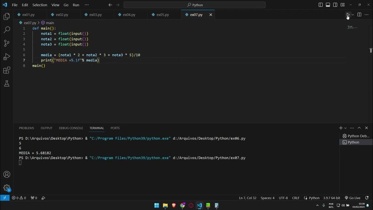 Exercício 1006 - Média 2 - Resolvido em Python - Beecrowd - YouTube