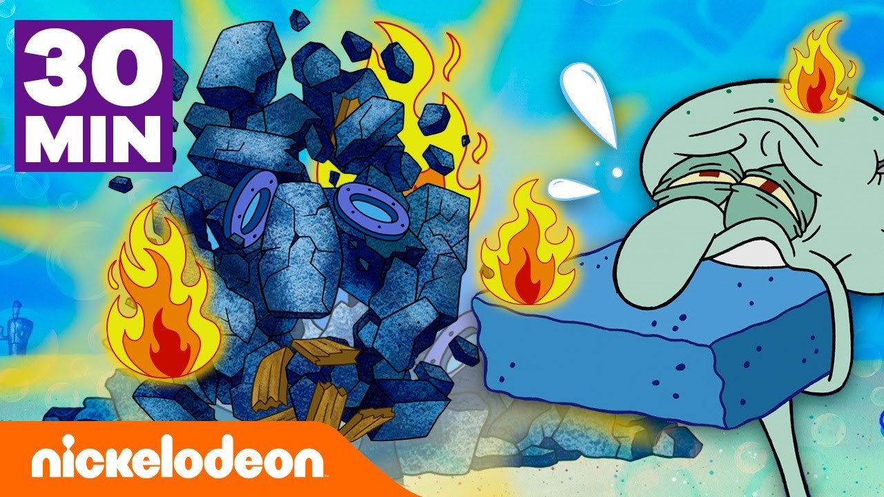 SpongeBob | Wszystkie fragmenty gdzie dom Skalmara zostaje zniszczony ...