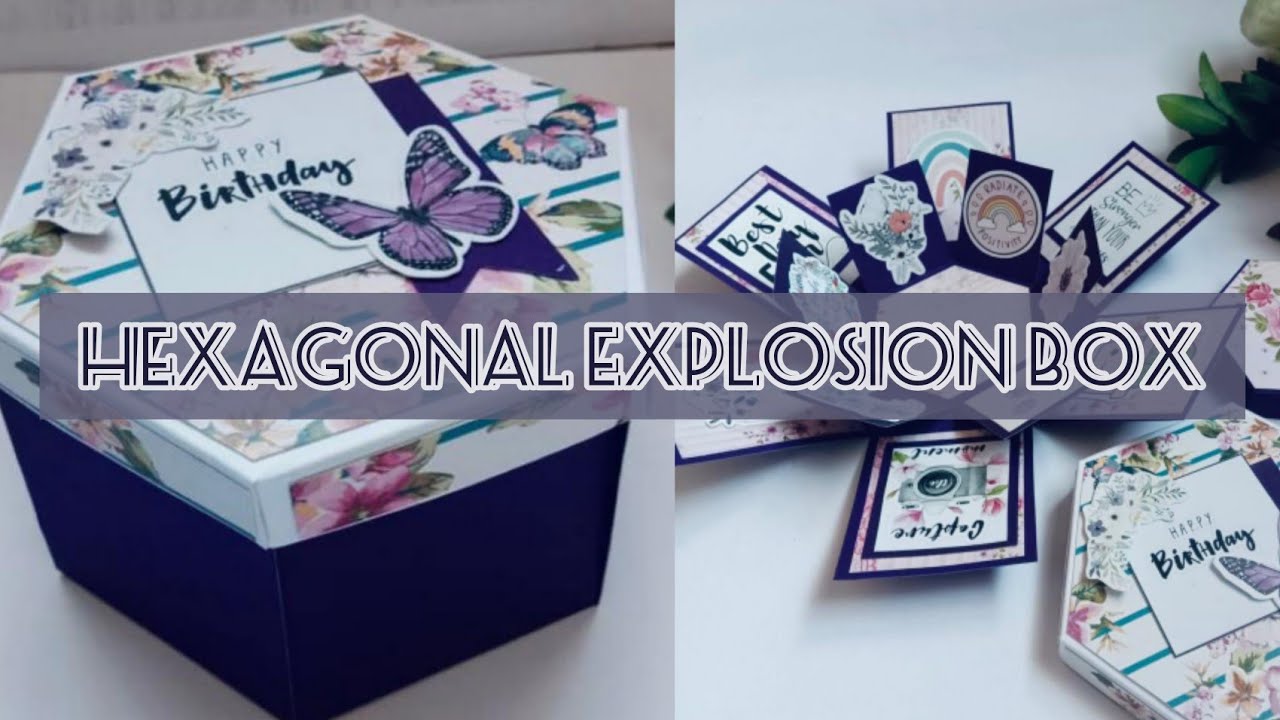 Hexagonal explosion box for birthday - YouTube
