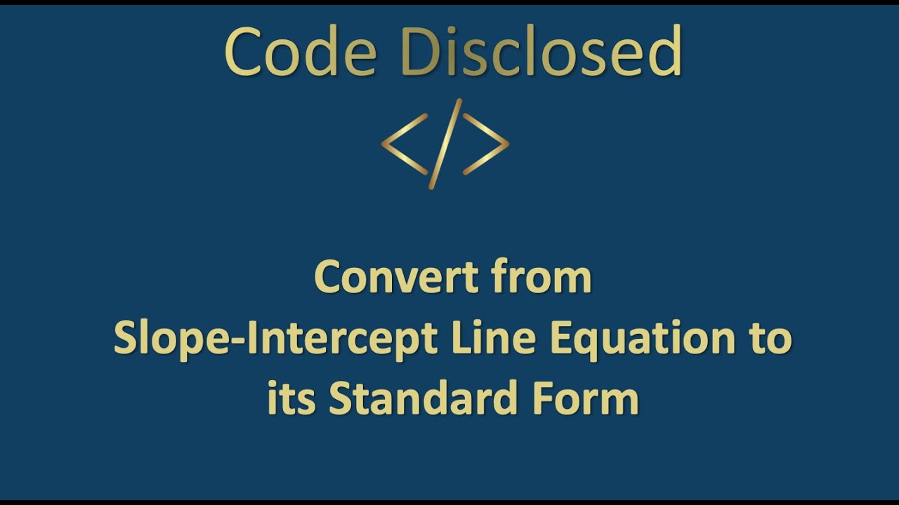 Slope-Intercept and Standard Line Equations Explained Using MATLAB ...