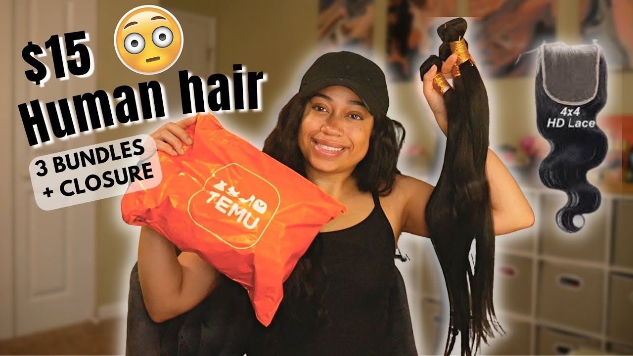 TEMU HUMAN HAIR BUNDLES + CLOSURE REVIEW | SHOCKNG | - YouTube