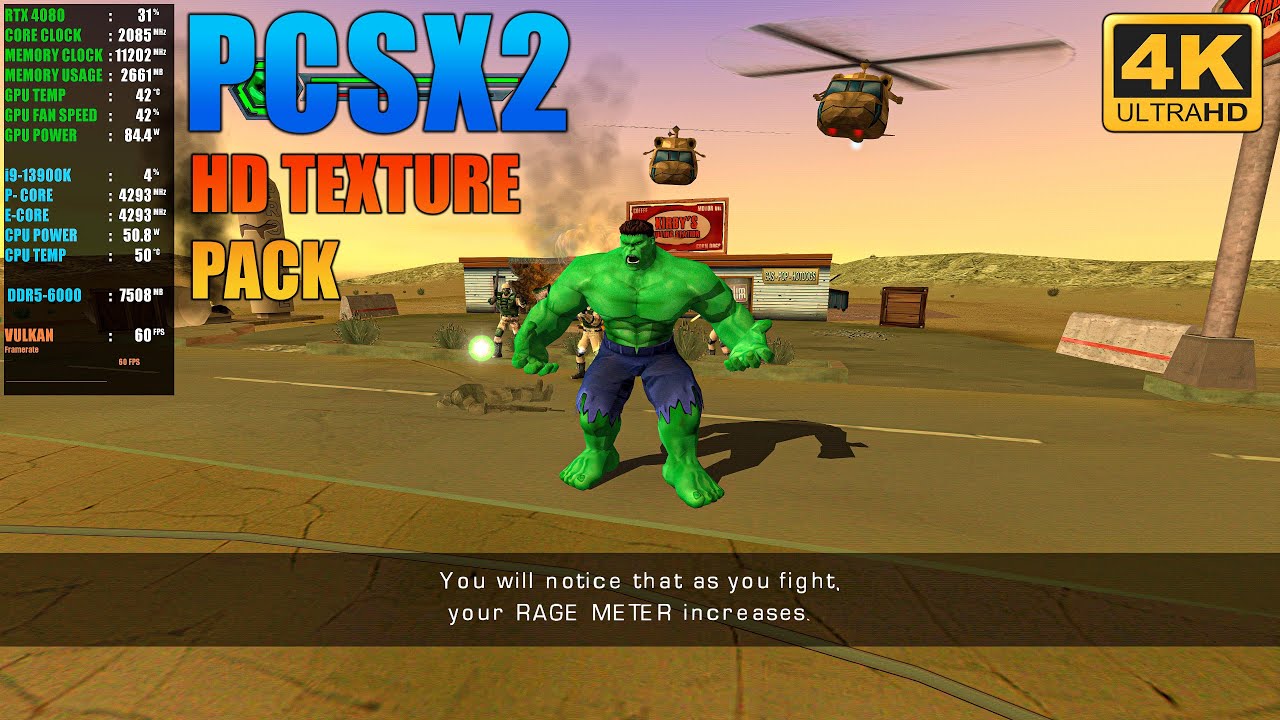 HULK - ( PCSX2 4K 60FPS ) + HD Texture Pack + Configuration | PS2 ...
