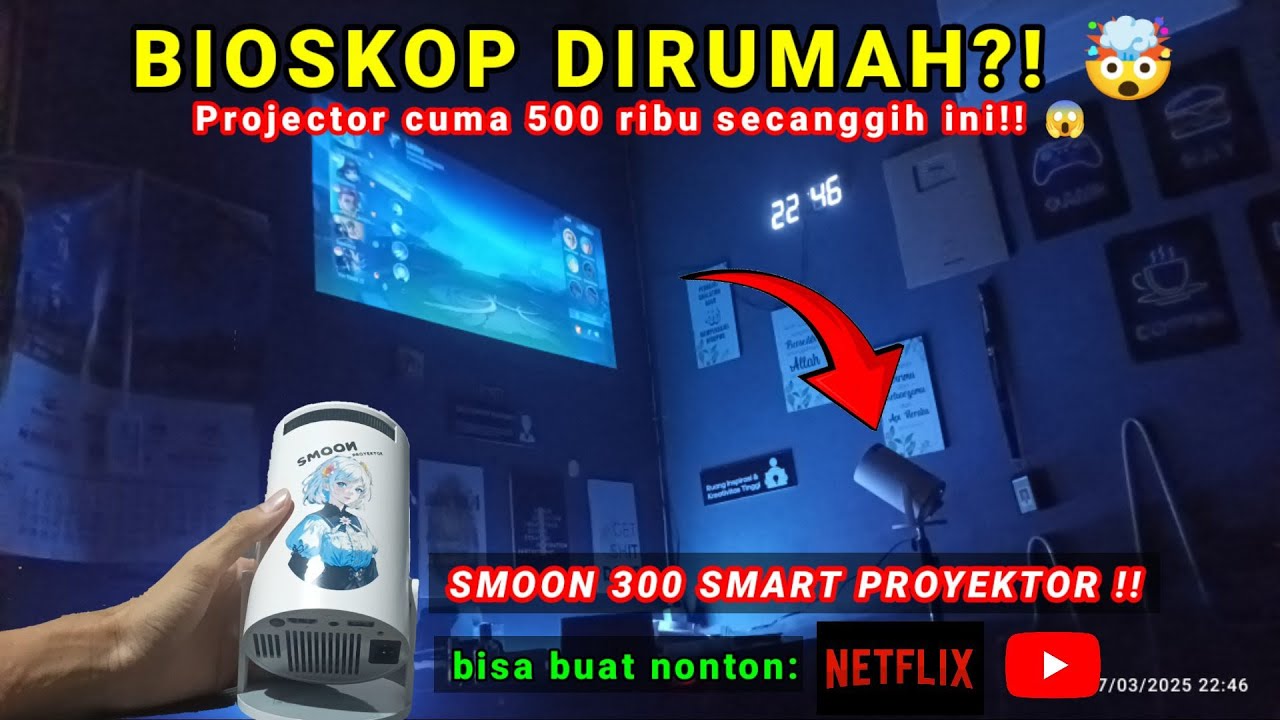 GILA!! PROYEKTOR 500RIBU INI BISA JADI BIOSKOP DI RUMAH?! 🤯🔥SMOON 300 ...
