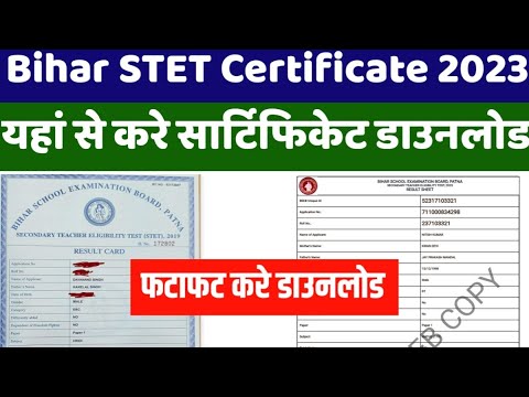 Bihar STET Certificate Kab Aayega 2023।। Bihar STET Certificate ...