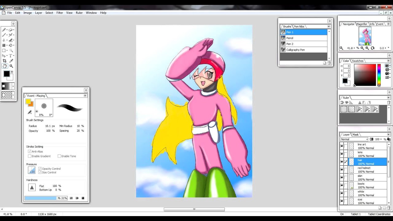 OpenCanvas Drawing and Coloring of Protogirl - YouTube