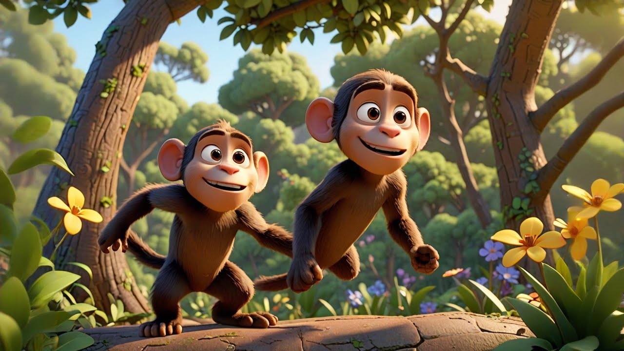 Five Little Monkeys Swinging | Fun Kids Song | Nursery Rhyme for ...