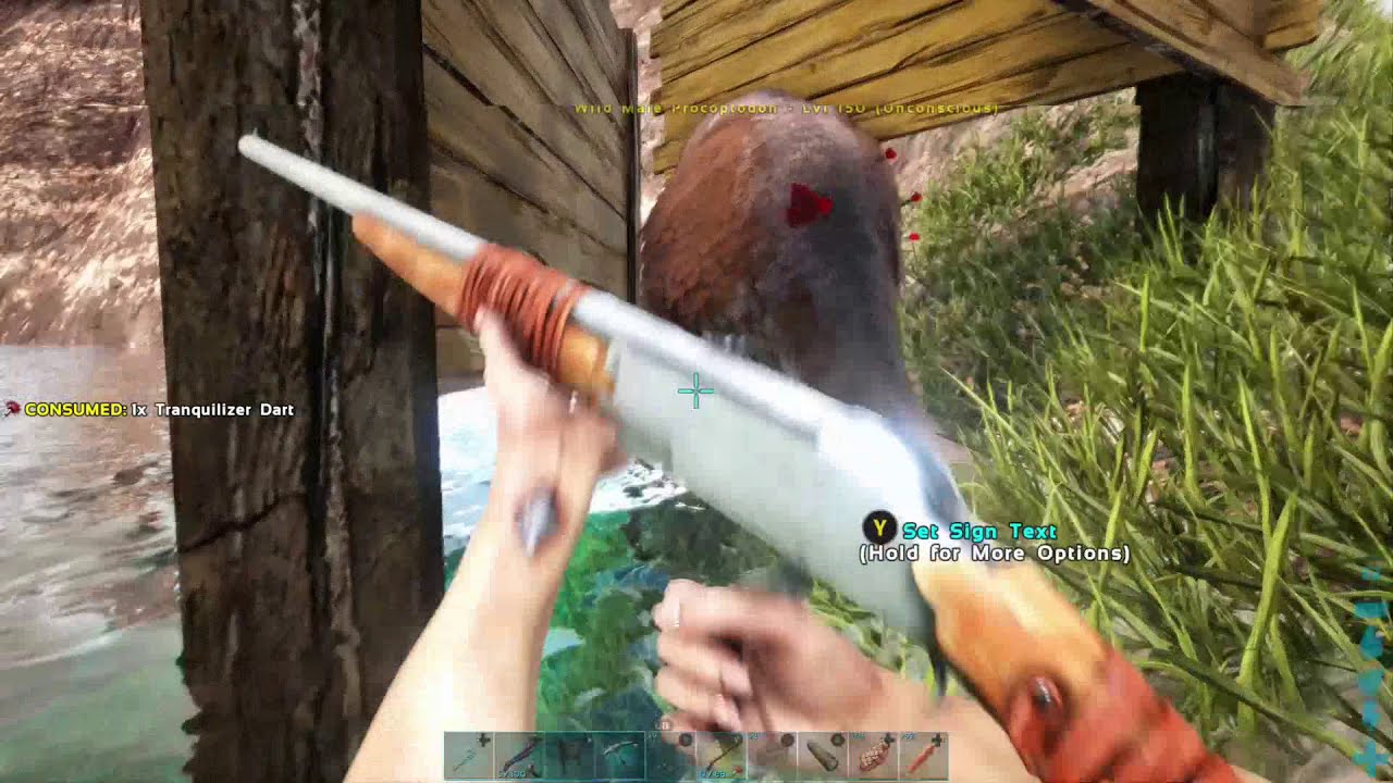 ARK Crystal Isles Part 41 Procoptodon taming and starting a water base ...