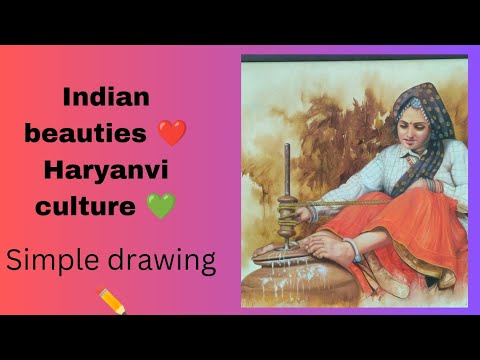 Haryanvi beauties😍 Haryanvi culture 💚 Drawing ️ with simplest way ️🥲# ...