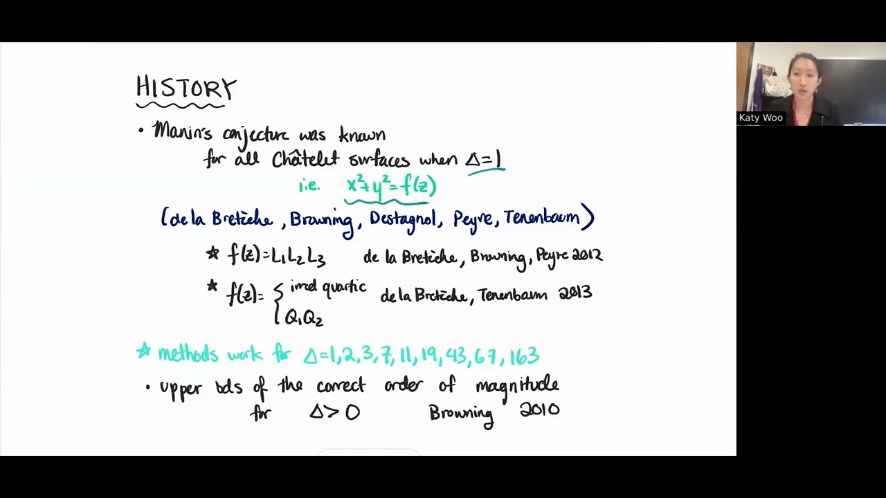 Katharine Woo: Manin's conjecture for Châtelet surfaces (NTWS 232 ...