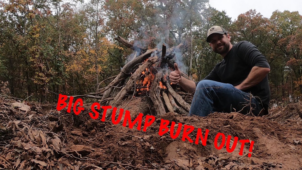 TREE STUMP REMOVAL big fire pit - YouTube
