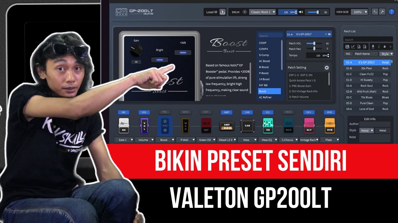 TUTORIAL MEMBUAT PRESET GITAR DENGAN MUDAH VALETON GP200LT - YouTube