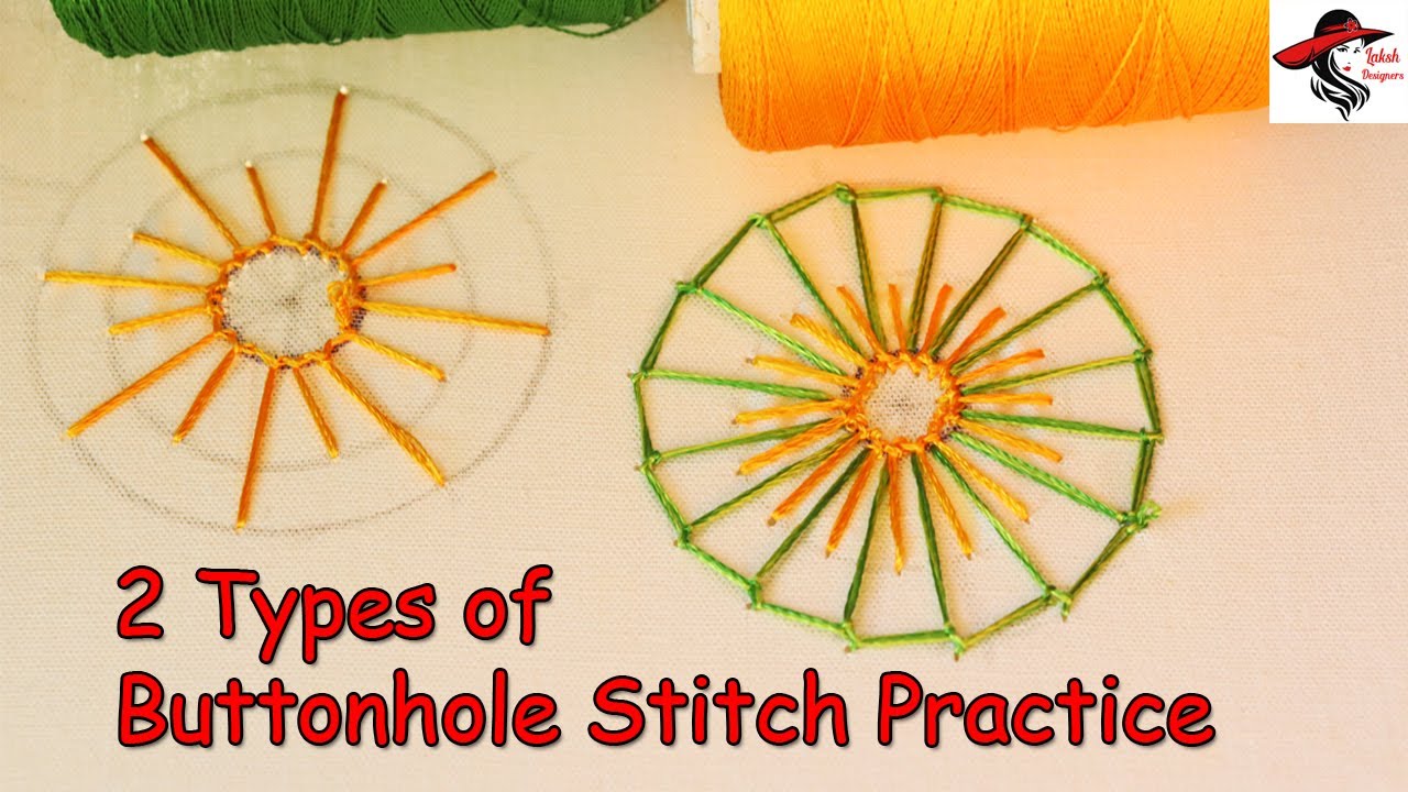 2 types of buttonhole stitch practice for beginners | aari work basic ...
