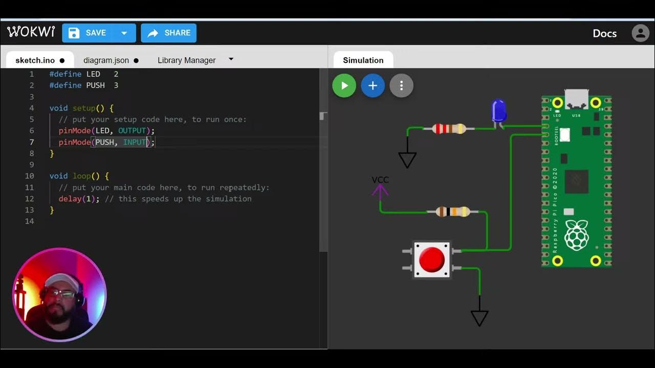 02 Push Button con LED | Programación Raspberry Pi Pico - YouTube