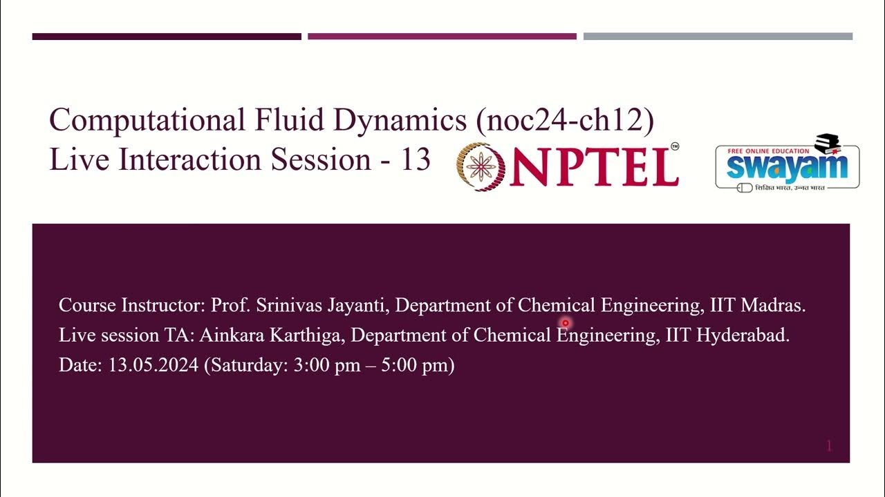 NPTEL-Computational Fluid Dynamics (Jan - 2024) Problem solving session Week-12 - YouTube