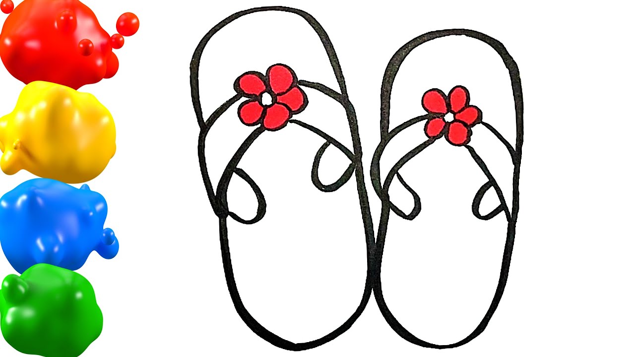 How to draw summer slippers. - YouTube