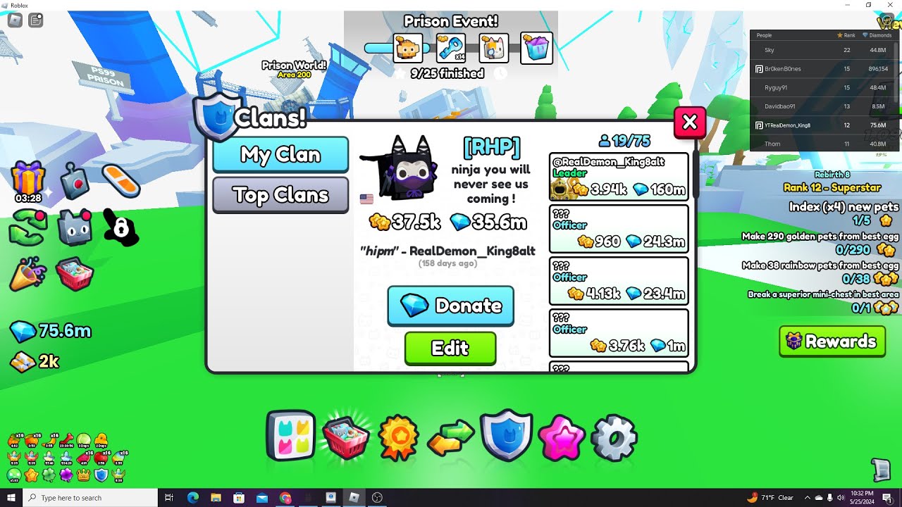 (🔴LIVE) play pet sim 99 give away free pets if you join my clan (Roblox ...