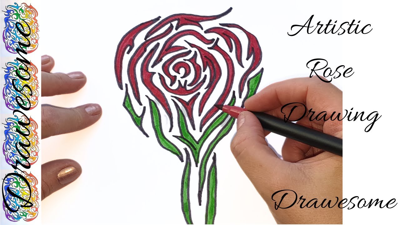 Artistic Rose Drawing / Drawesome - YouTube