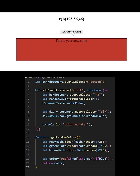 Create Random Color Using Html Css Javascript Code Shortsfeed Shortsviral Coding 