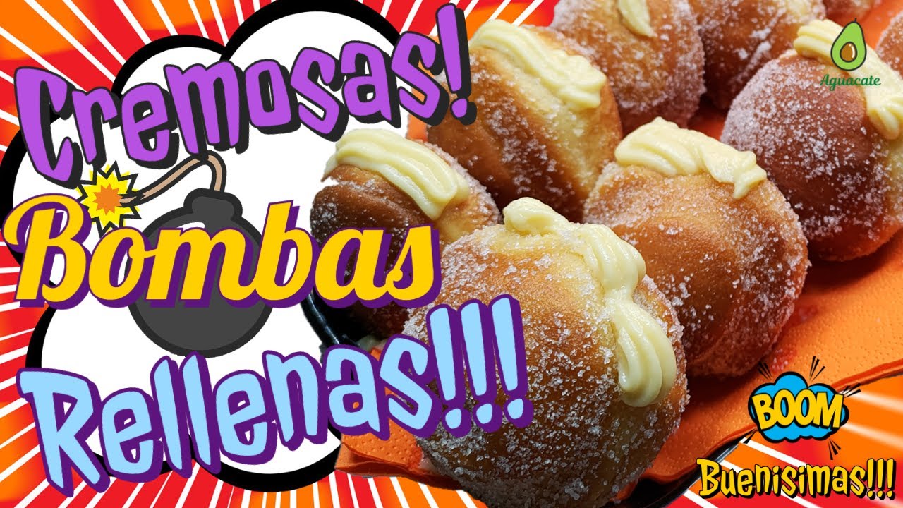 Como Hacer Bombas Rellenas De Crema Pastelera Receta Facil - YouTube
