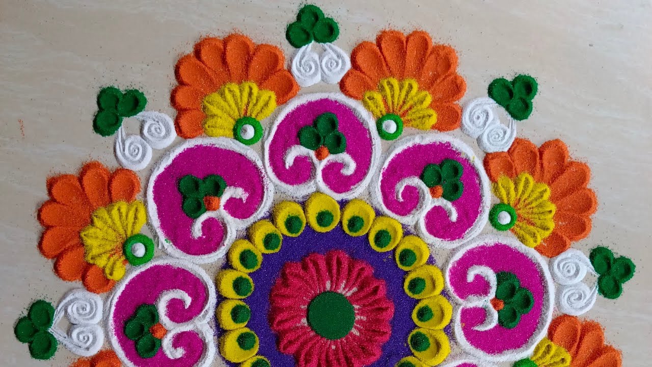 Simple rangoli/ #rangoli/easy rangoli /beautiful rangoli/festival ...