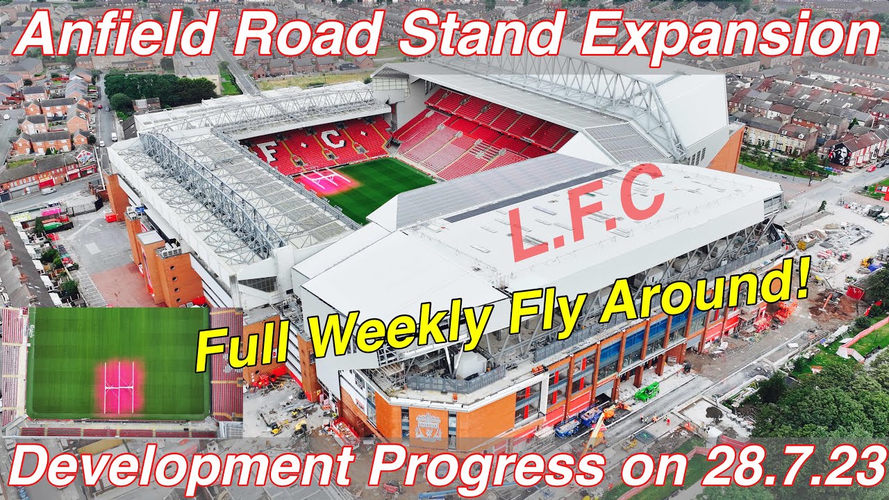 Anfield Road Stand Expansion Update 93 (28.7.23). Full Fly Around ...