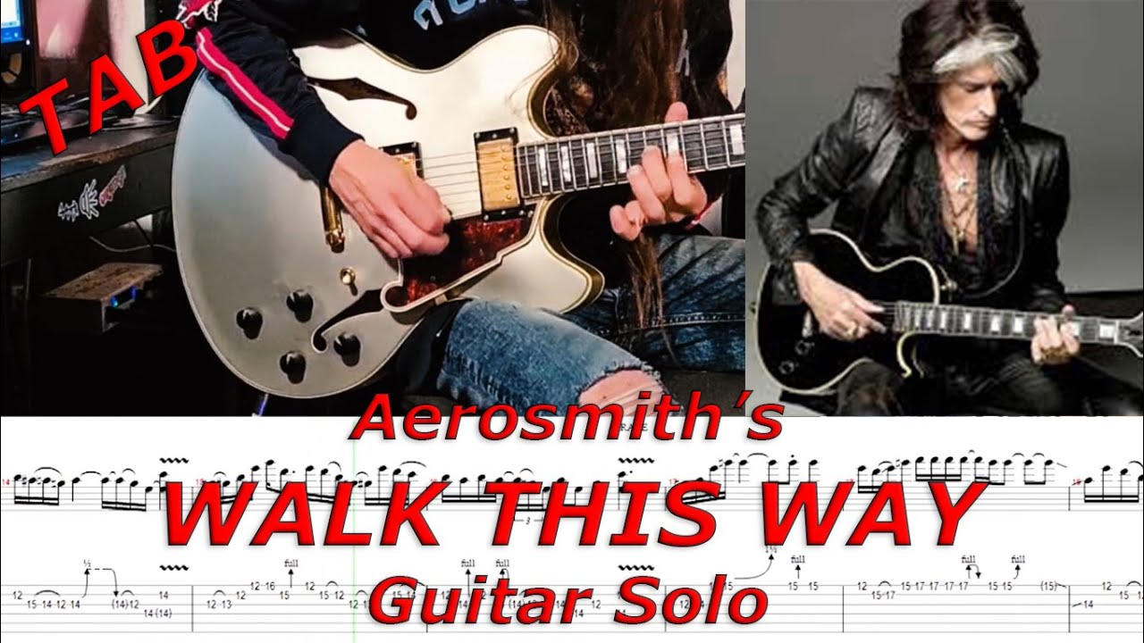 WALK THIS WAY (AEROSMITH) Guitar Solo - TRANSCRIBED - YouTube