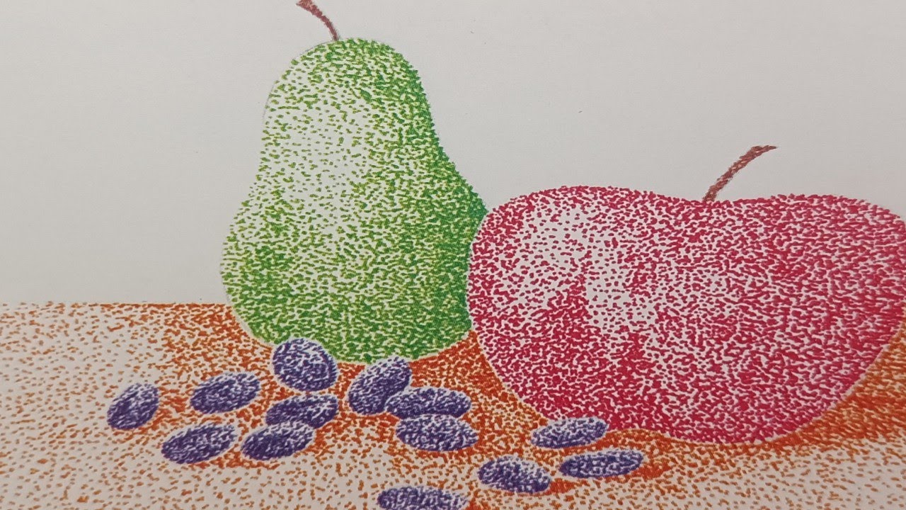 POINTILLISM TECHNIQUE// SKETCH PENS//Fruits// How to draw - YouTube
