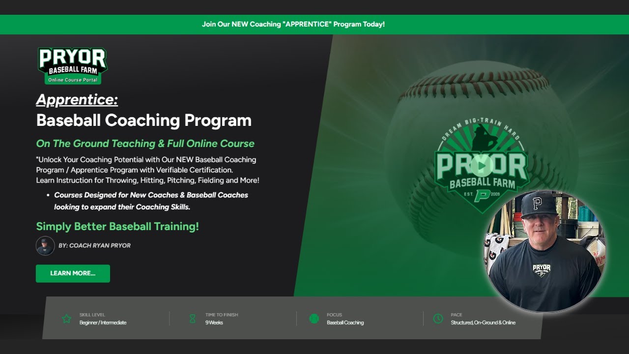 Pryor Baseball Farm - APPRENTICE Baseball Coaching Program. Get Trained ...