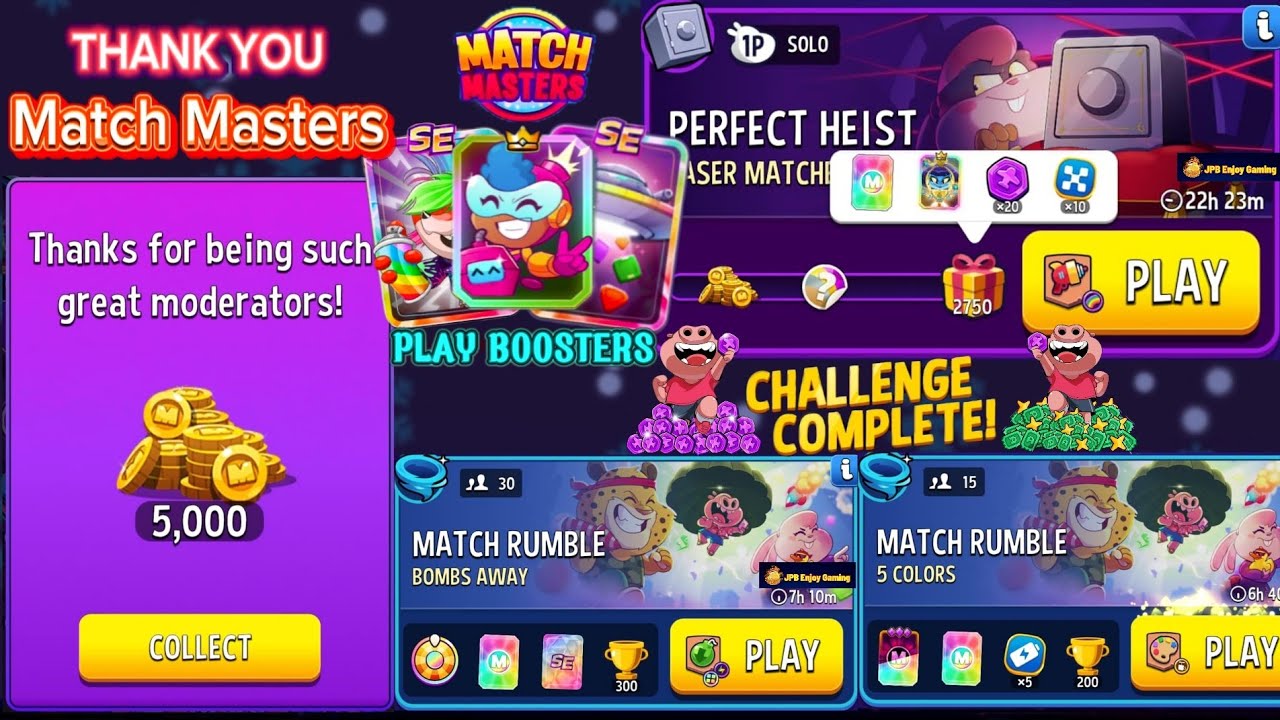 Thank You Gift 🎁 Match Masters (1 Solo+2 Match Rumble) Laser Matches ...