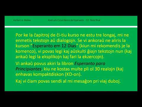 Mais um Curso Básico de Esperanto – 22 – Texto final - YouTube