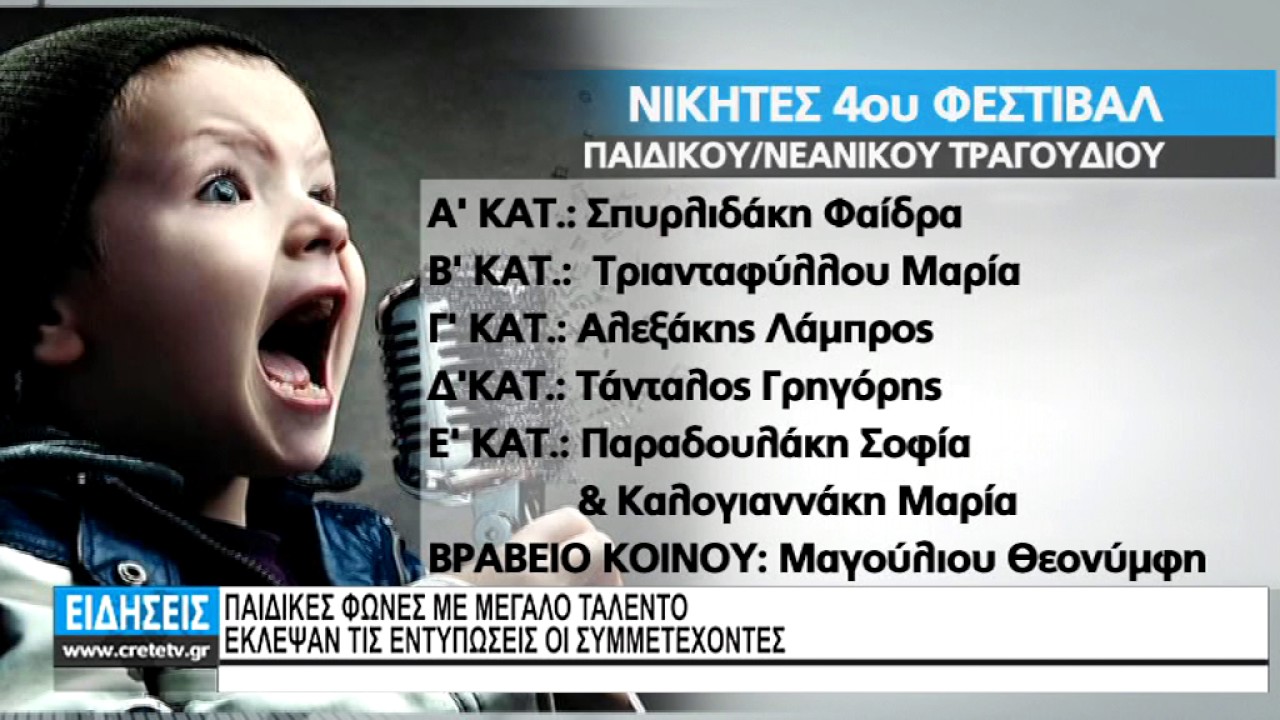 4o ΦΕΣΤΙΒΑΛ ΠΑΙΔΙΚΟΥ ΝΕΑΝΙΚΟΥ ΤΡΑΓΟΥΔΙΟΥ - YouTube