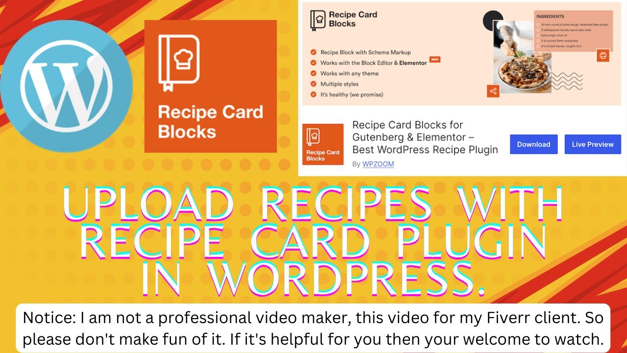 How to upload recipes with Recipe Card plugin in Wordpress | # ...