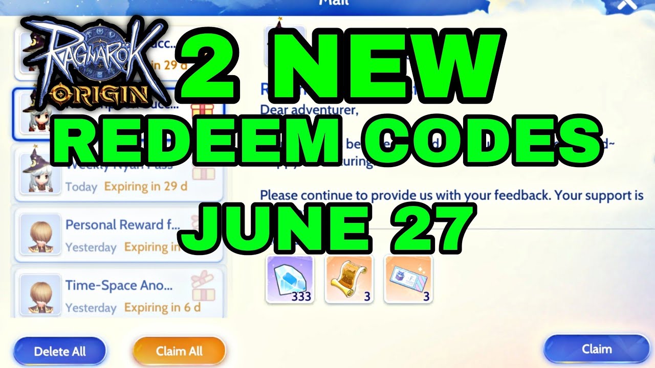2 NEW & EXISTING GLOBAL REDEEM CODE AS OF JUNE 27 • RAGNAROK ORIGIN ...