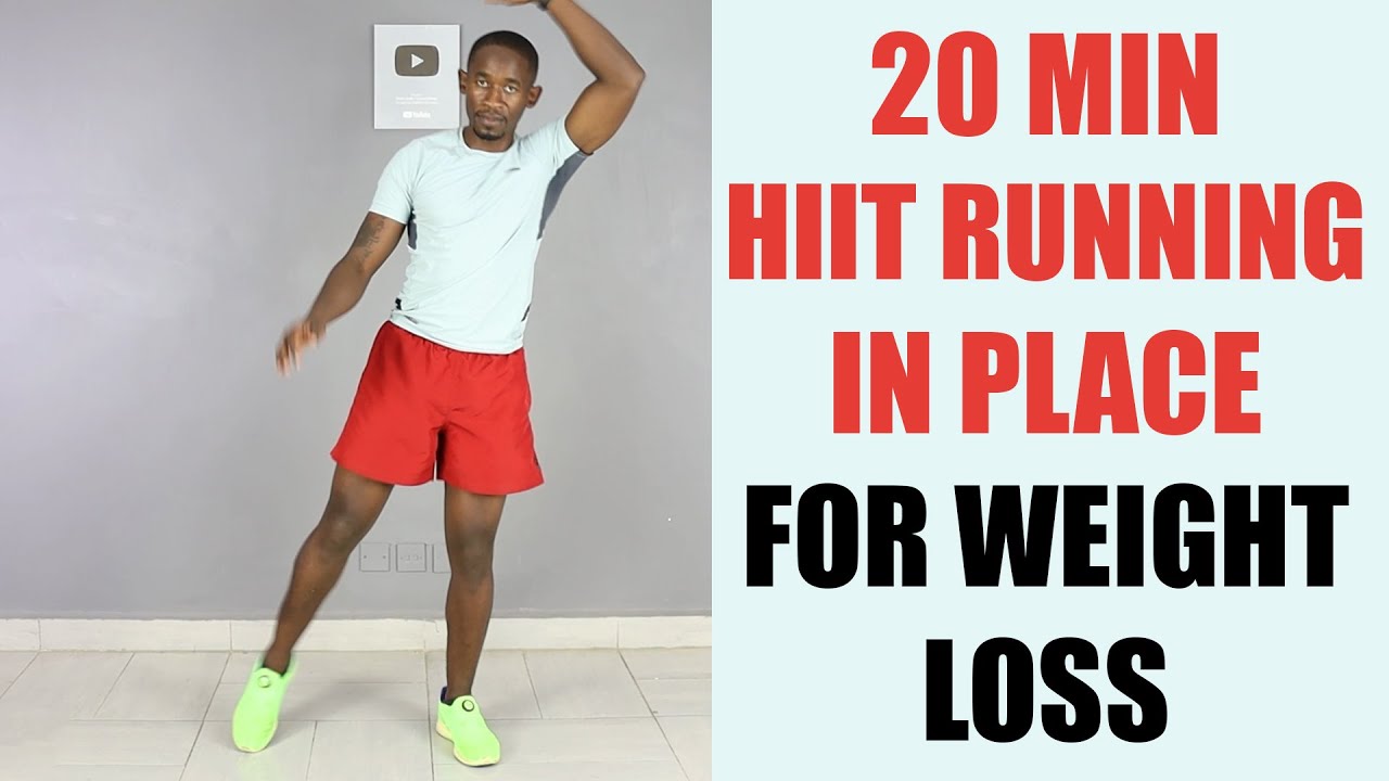 20 Minute HIIT Running In Place for Weight Loss/ Intense Cardio Workout ...