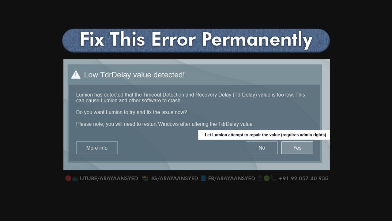 Fix "Low TdrDelay Value Detected" in Lumion | 100% Permanent Solution ...