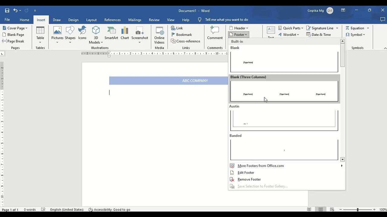 ms Word header and footer#microsoftoffice #msoffice #msword #mswordforbeginners - YouTube
