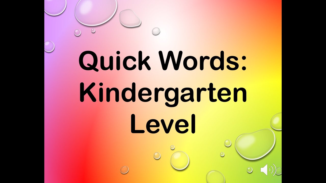 Summer School | Quick Words: Kindergarten Level - YouTube