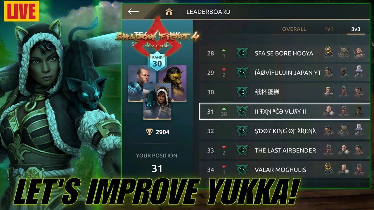 Let's Improve yukka Shadow Fight 4 Arena🏟️ LIVE! - YouTube