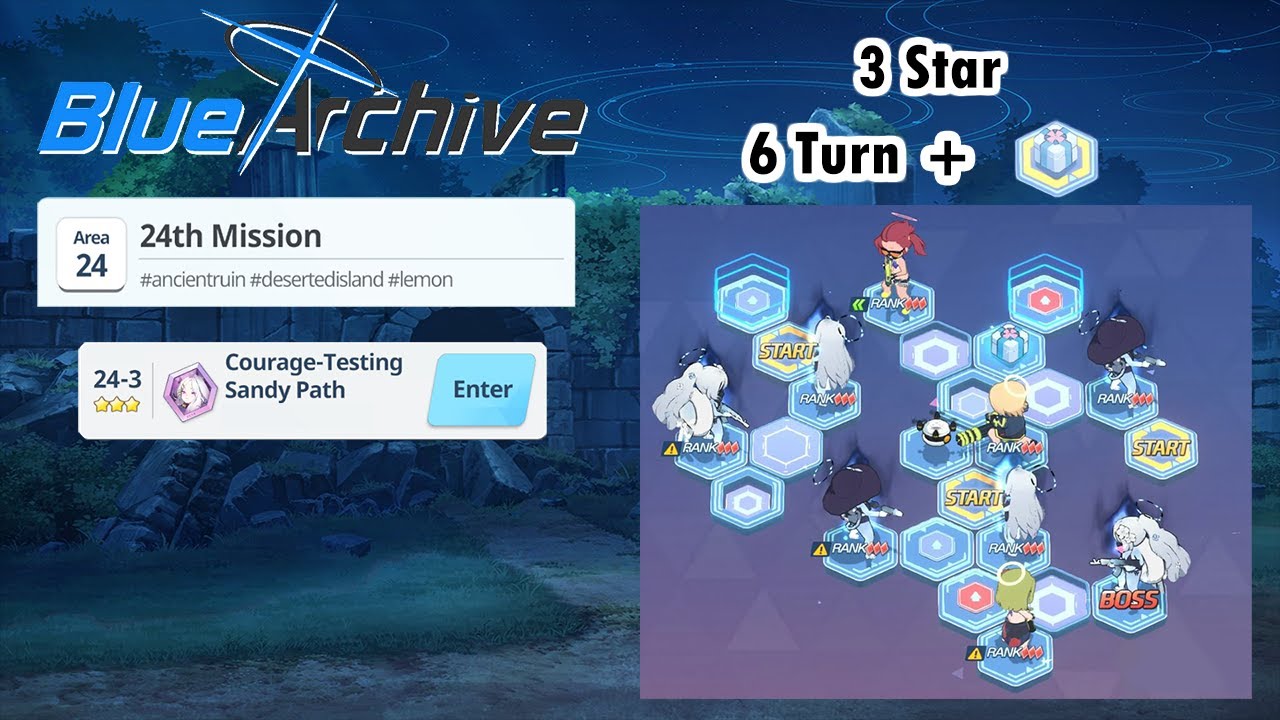 Blue Archive Global - Story Stage Hard 24-3 (3 Star & 6 Turn Clear ...