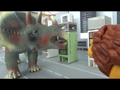 헬로카봇 사자 로봇 vs 트리케라톱스 공룡 장난감 대결 Hello Carbot Lion Robot vs Triceratops ...