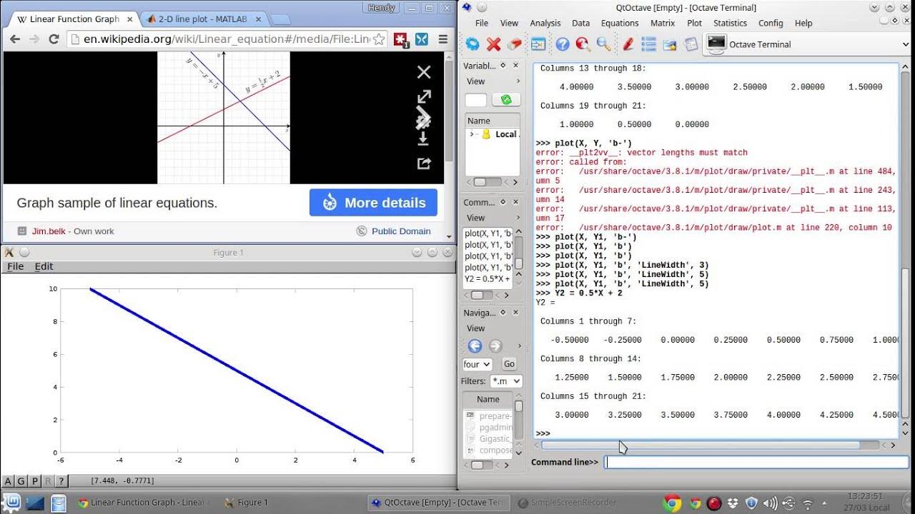 MATLAB/@GNUOctave Tutorial - 02 Solve Linear Equations by Plotting and Matrices - YouTube