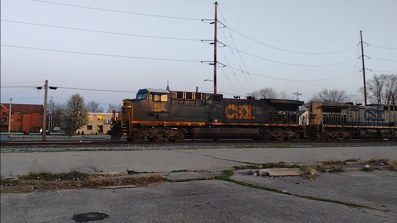 CSX 492 Leader of AC44 Trio on CSX M506 Manifest Train NB at Hamilton ...