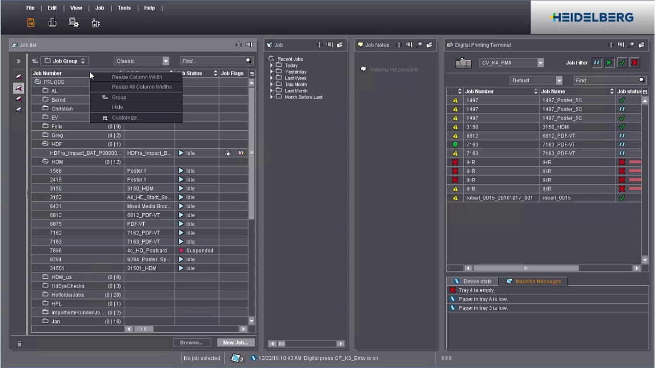 Prinect Digital Frontend interface do usuário. - YouTube